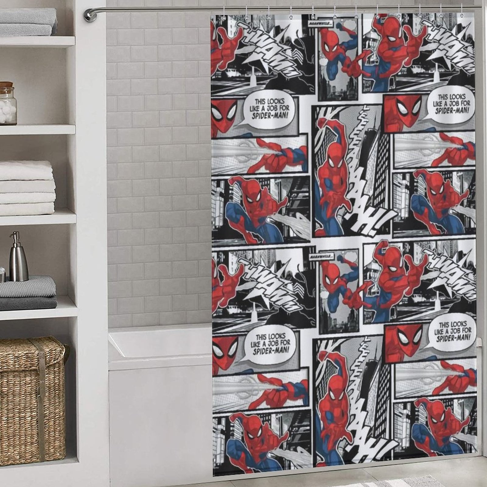 Spider-Man Shower Curtains for Bathroom,Shower Curtain,Cartoon Bath ...