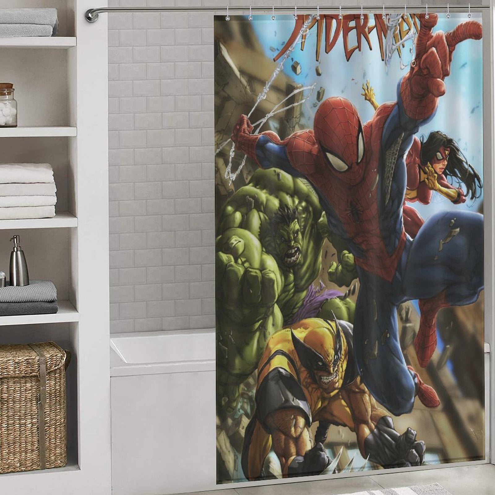 Spider-Man Shower Curtains for Bathroom,Shower Curtain,Cartoon Bath ...