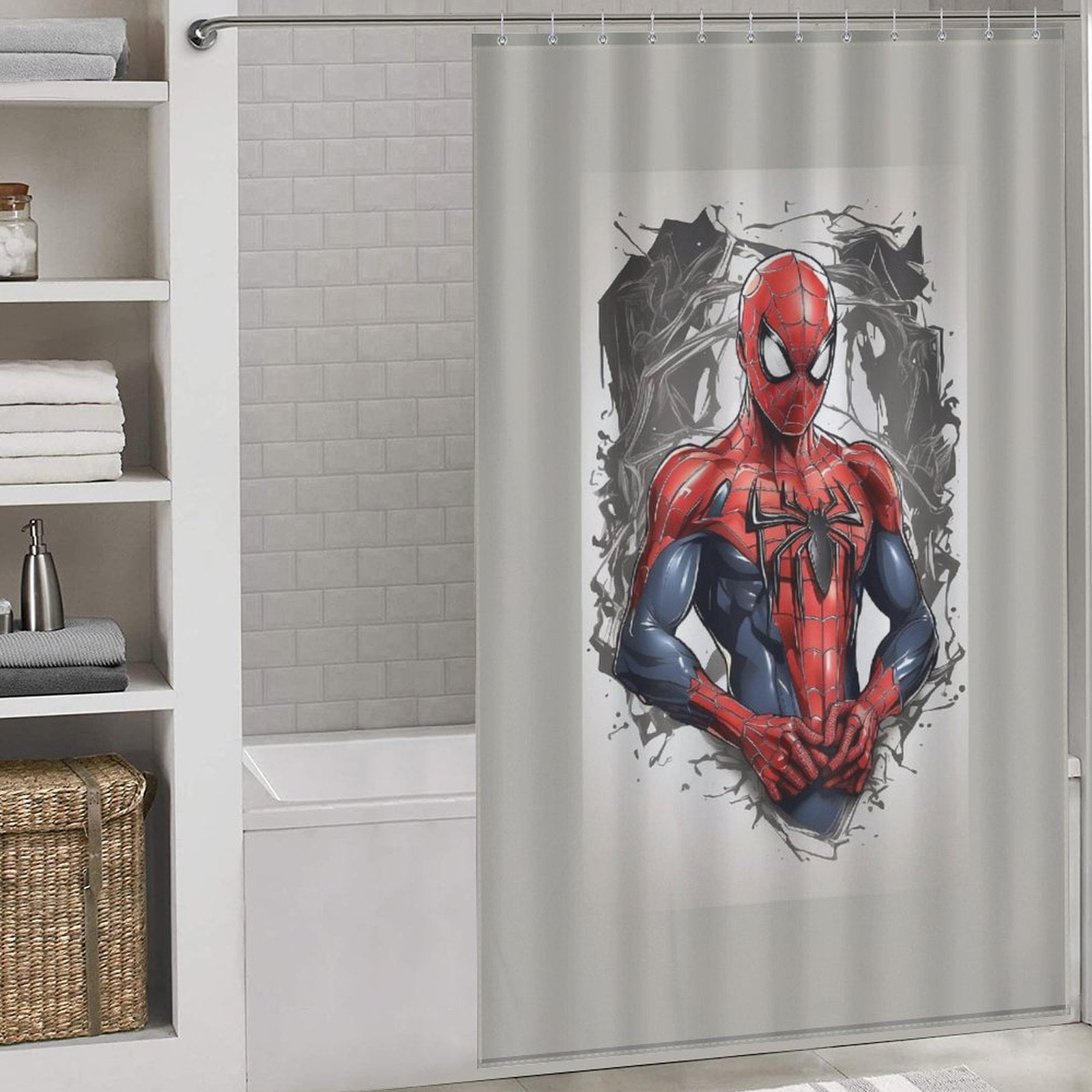 Spider-Man Shower Curtains for Bathroom,Shower Curtain,Cartoon Bath ...