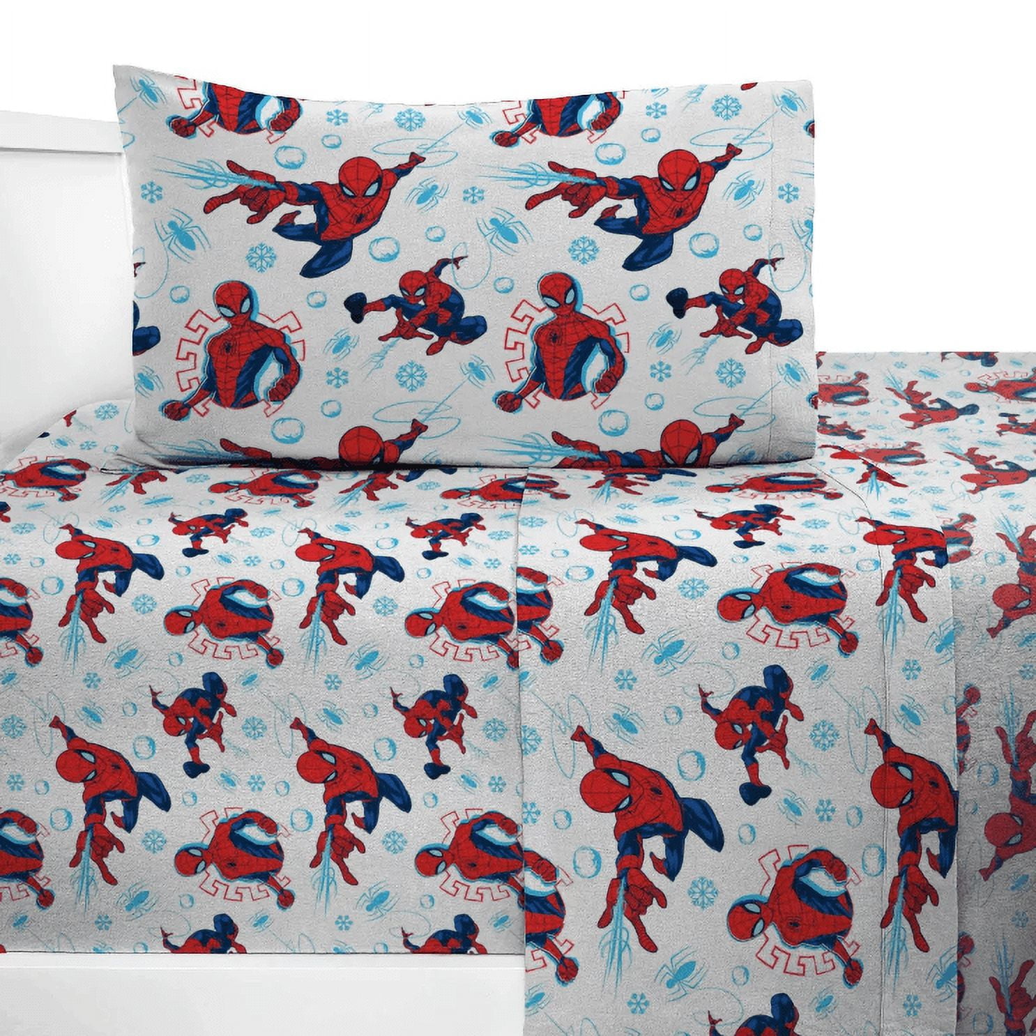 Franco Spider-Man Snowball Shooter Twin Flannel Kids' Sheet Set, Winter ...