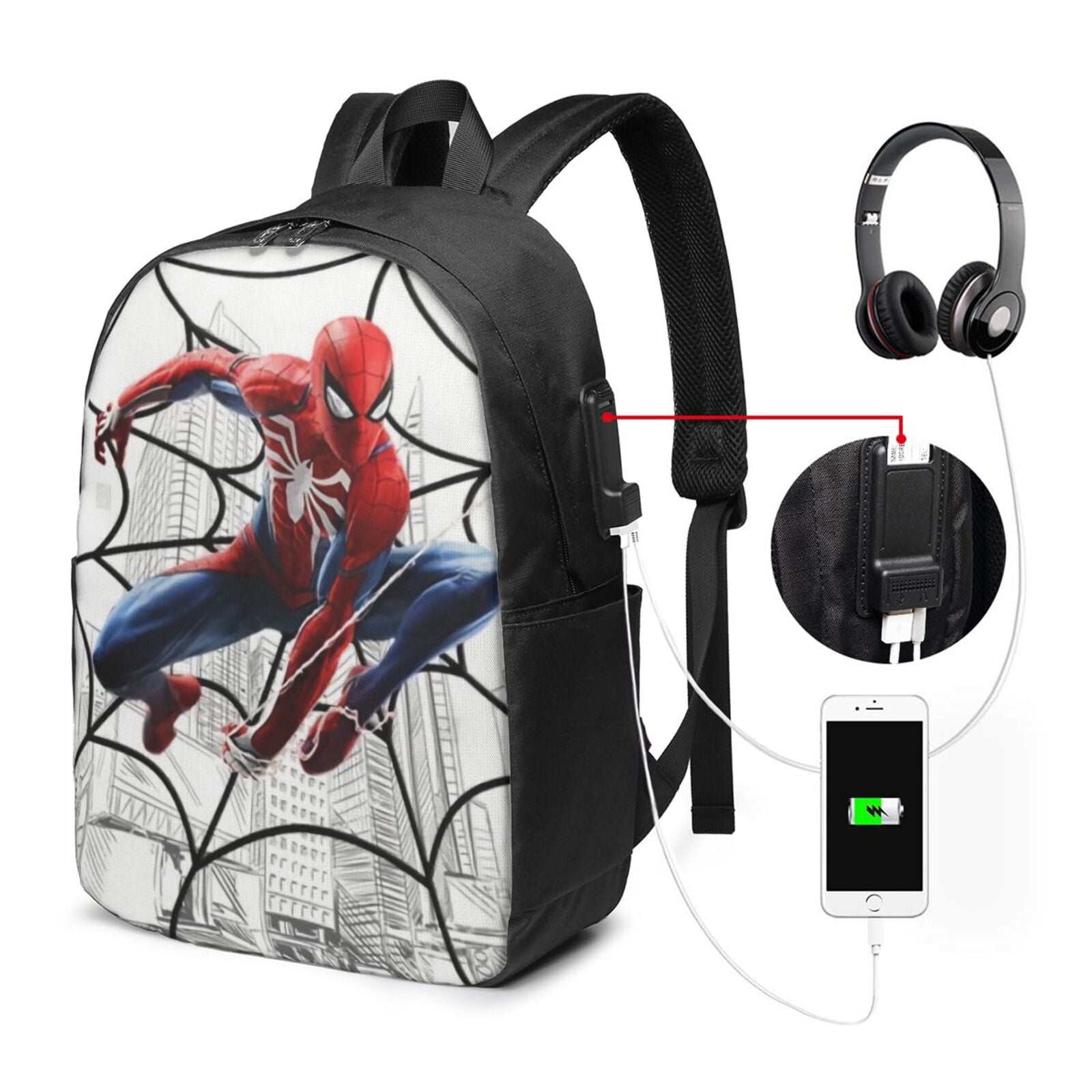 Spider-Man And Spider Web23 Large Capacity School & Travel Backpack For ...