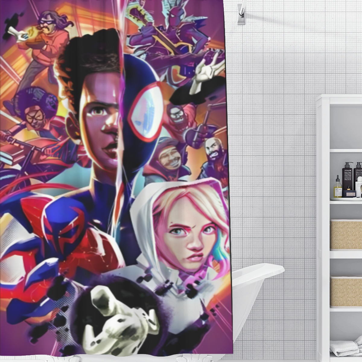 Spider-Man Into the Spider shower curtain features an iconic print, is ...