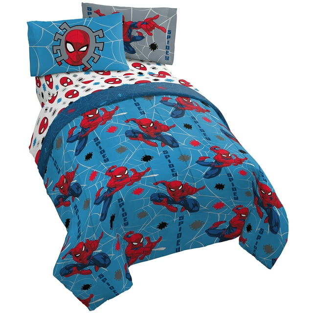 Free Shipping! Spider-Man Spidey 4 Piece Kids Twin Bed Set, 100% ...