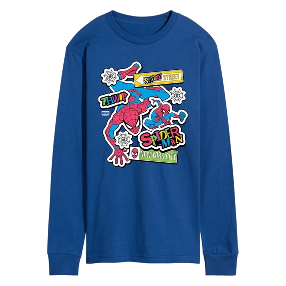 Spider-Man - Spidey Bright Stickers - Men's Long Sleeve Graphic T-Shirt ...