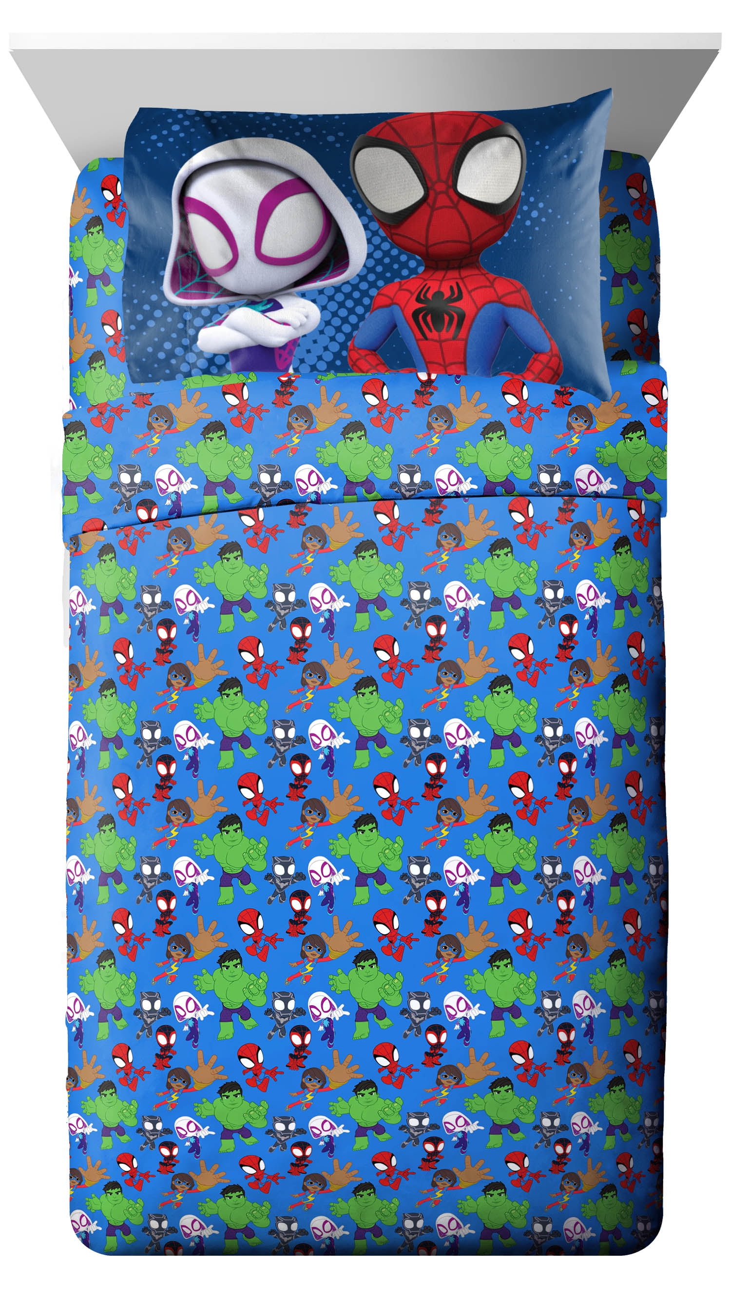 Spider-Man Spidey and His Amazing Friends 4-Piece Blue Marvel Bedding ...