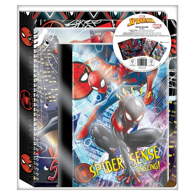 Spider-Man Stationery Bundle, 3-Ring Vinyl Binder, 1-inch O-Rings ...