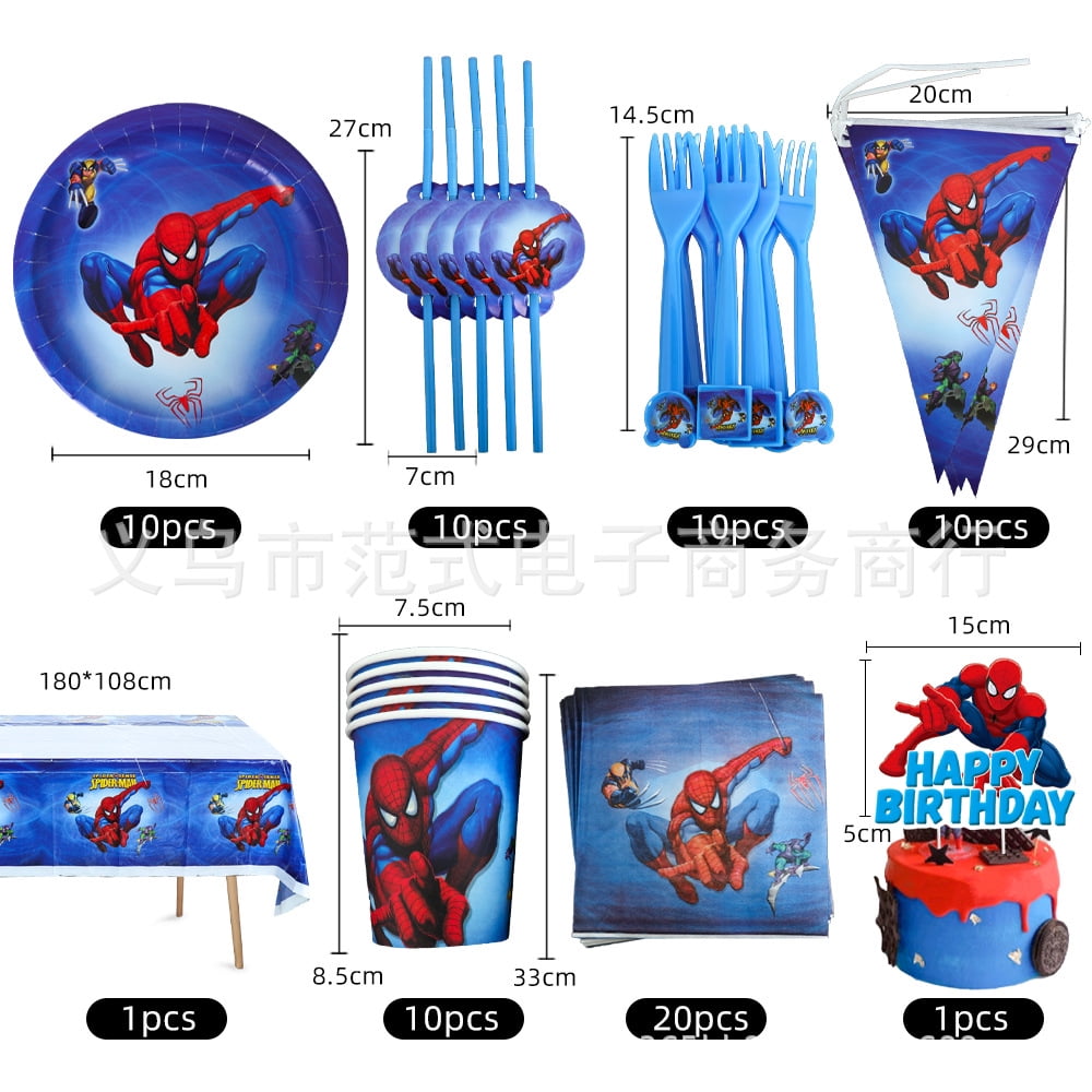 Spider-Man Themed Birthday Party Supplies Paper Plate Paper Cup Paper ...