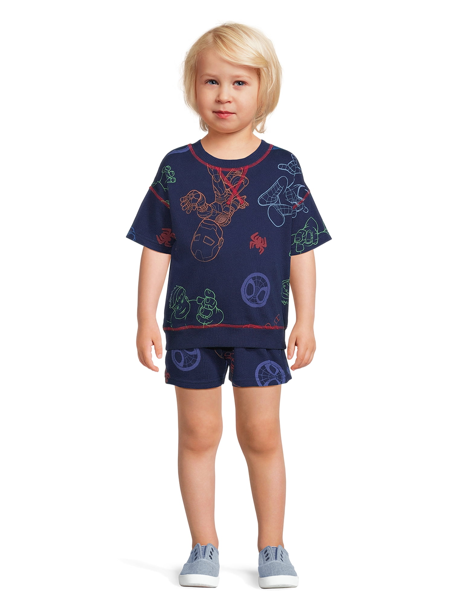 Spider-Man Toddler Boy French Terry Graphic Top and Shorts Set, 2-Piece ...