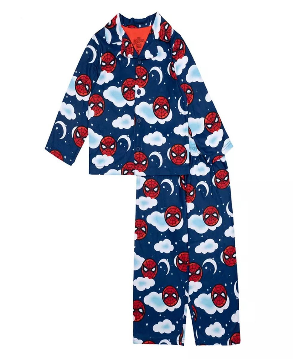 Spider-Man Toddler Boy's Spidey Superhero Flannel Button Down Pajama ...