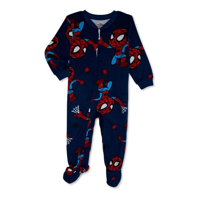 Spider-Man Toddler Boys One Piece Sleeper Pajamas, Sizes 12M-5T ...