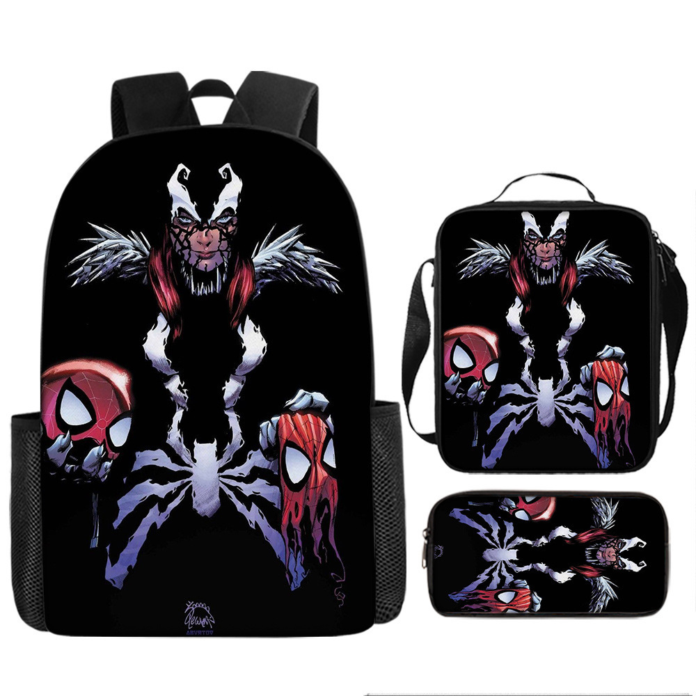 Spider-Man Venom Anime Backpack Set 3 Pieces Lunch Bag and Pencil Case ...