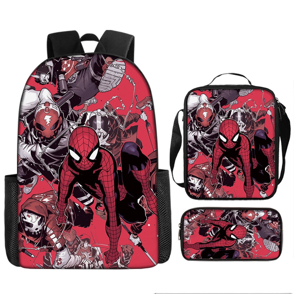 Spider-Man Venom Anime Backpack Set 3 Pieces Lunch Bag and Pencil Case ...