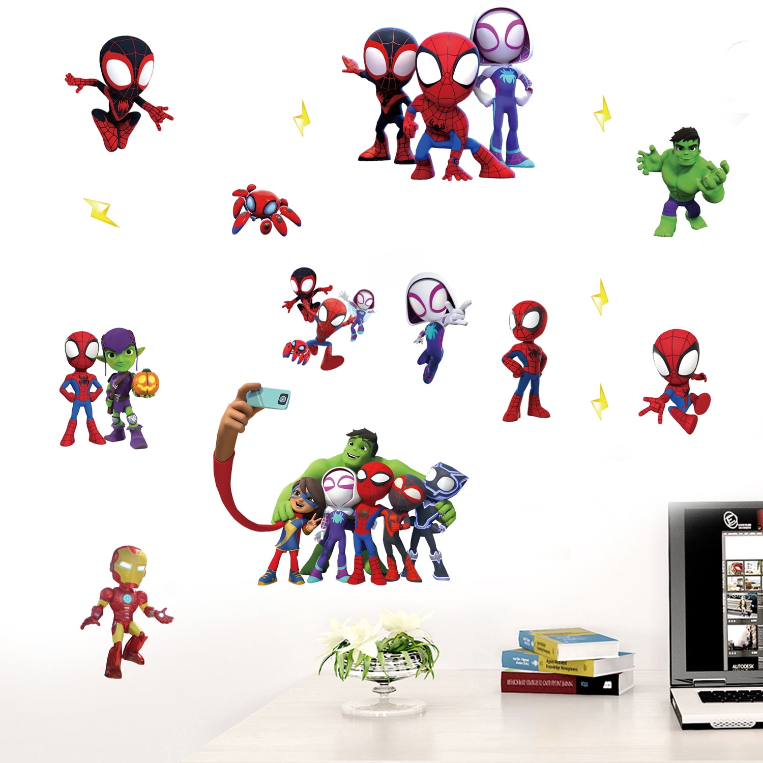 Spider Man Wall Decals Bedroom Accessories Superheroes Wall Stickers ...