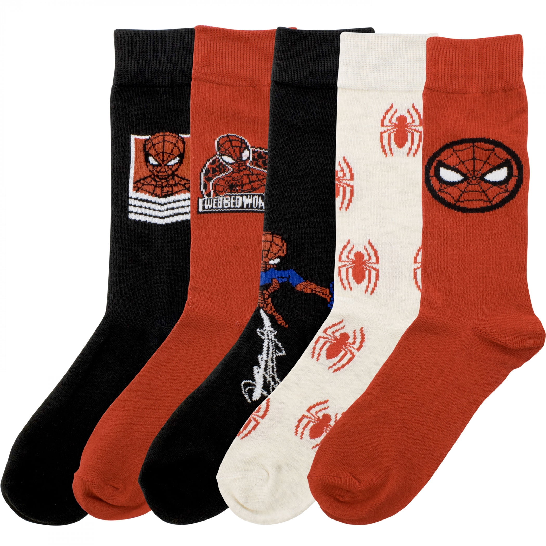 Spider-man 894255 Logos Pack of Crew Socks - 5 Pair - Walmart.com