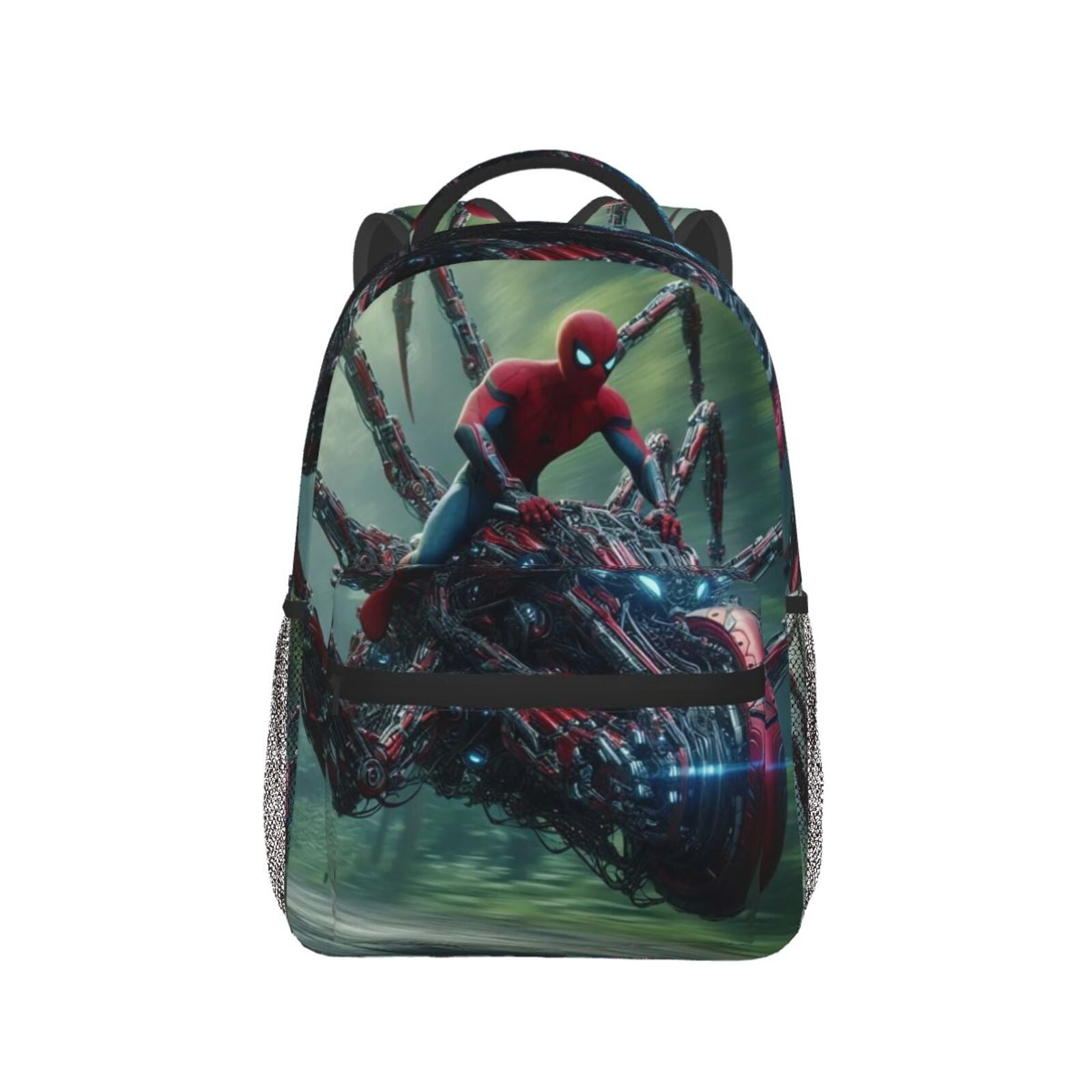 Spider-Man riding a motorcycle Backpack,Polyester Travel Backpack for ...