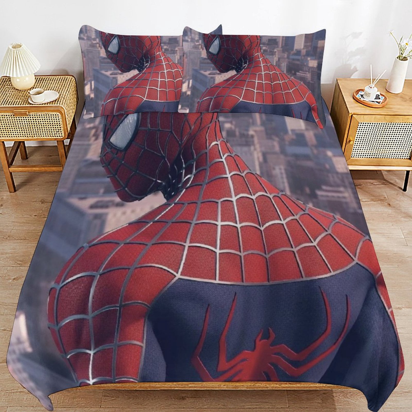 Spider-Man01 3-piece double bedding set with quilt cover and pillows ...