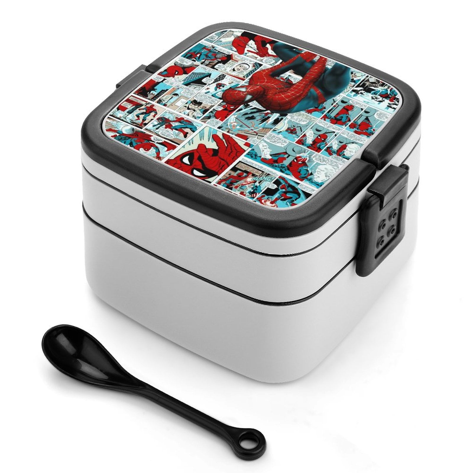 Spider-Man1545 Lunch Boxes 1000 ML Double Layer Bento Box with Utensils ...