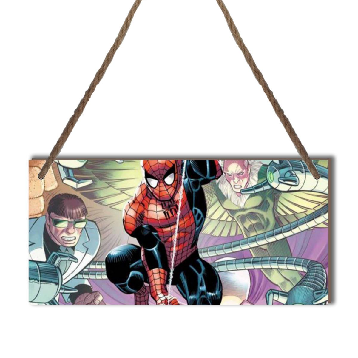 Spider-Men Wooden Sign Square Wooden Door Panel Decoration 10.8x3.9 ...