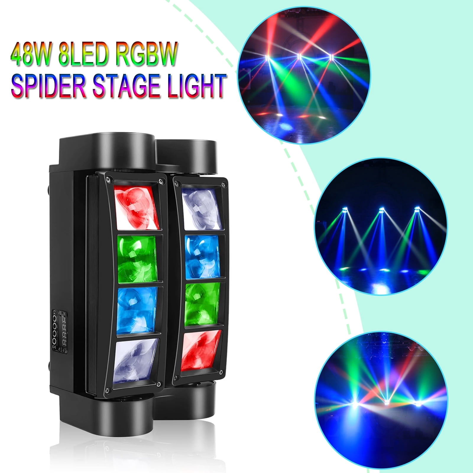 Spider Moving Head Light 48W LEDs Beam DJ Lights RGBW Sound Activated ...