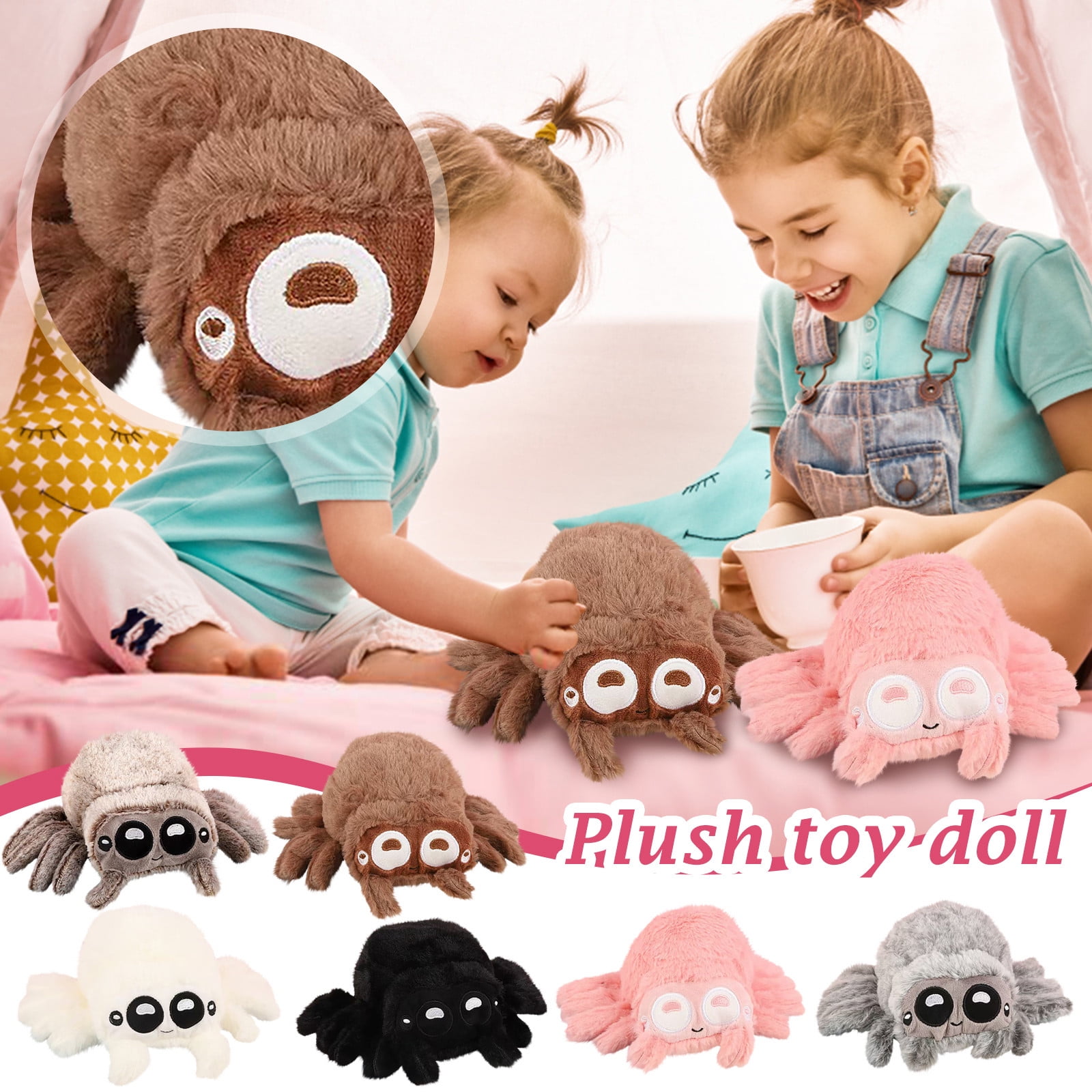 Spider Plush 6.7 inch Jumping Spider Stuffed Animal Plush Toy Soft Cute ...