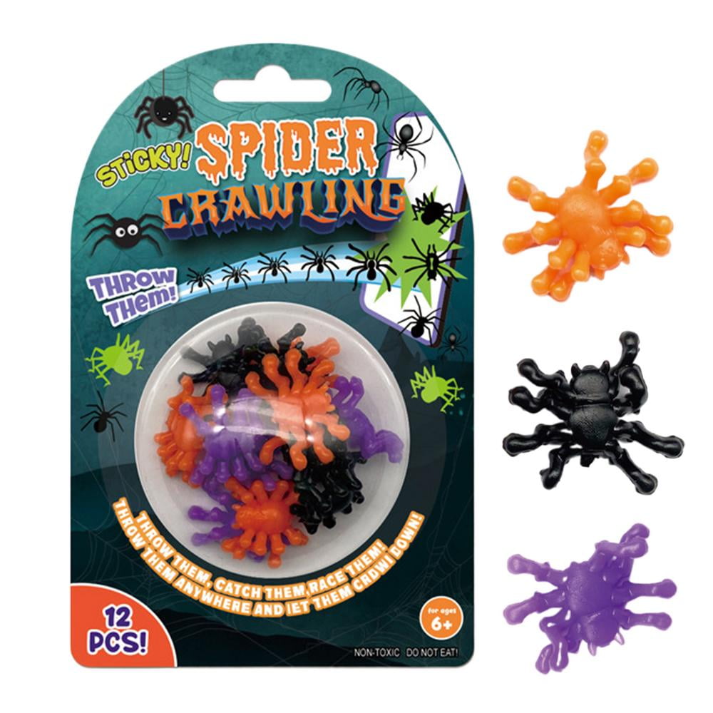 Spider Prank Toy Sticky Spider Wall Climb Toys 12PCS Funny Soft Joke ...