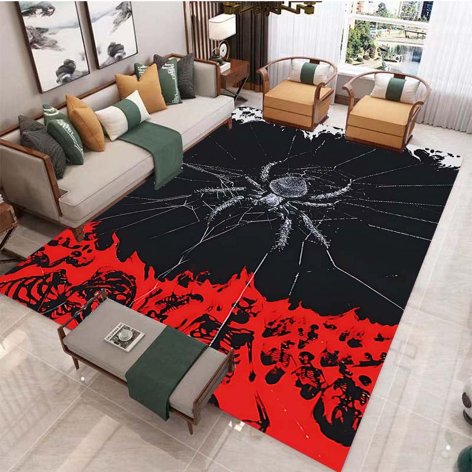 Spider Print Carpet 3D Printed Fear Horror Mat Trick Or Treat Rug ...