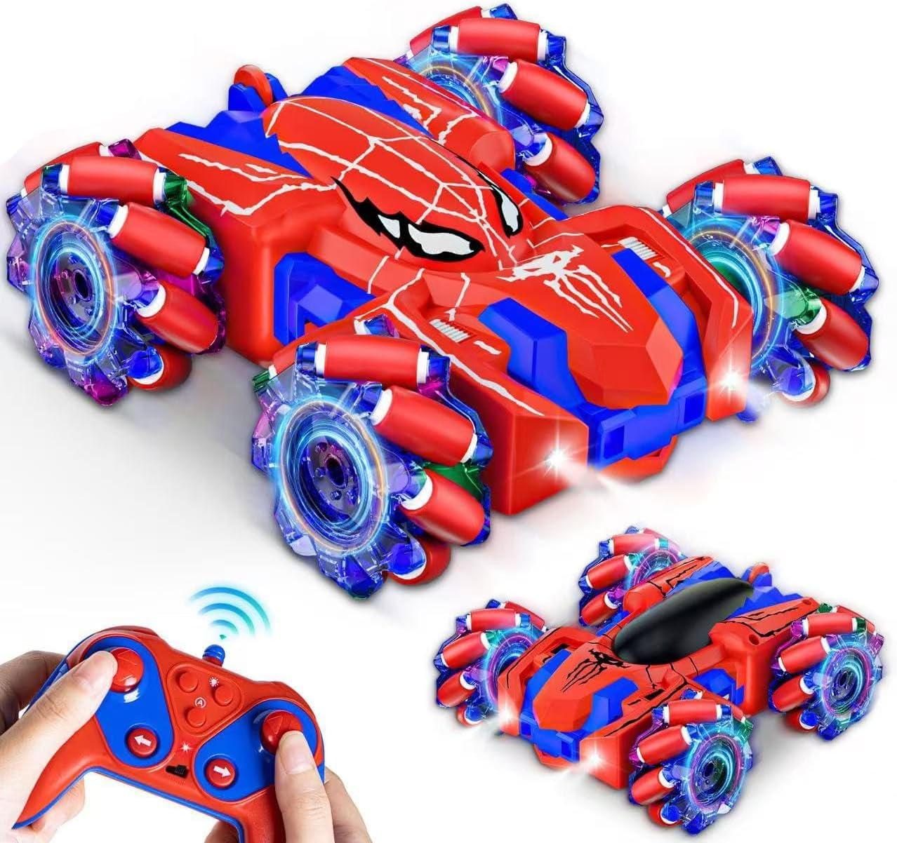 Spider Remote Control Car, USB Direct Charging RC Cars with Cool Lights, 2.4Ghz Double Sided ...