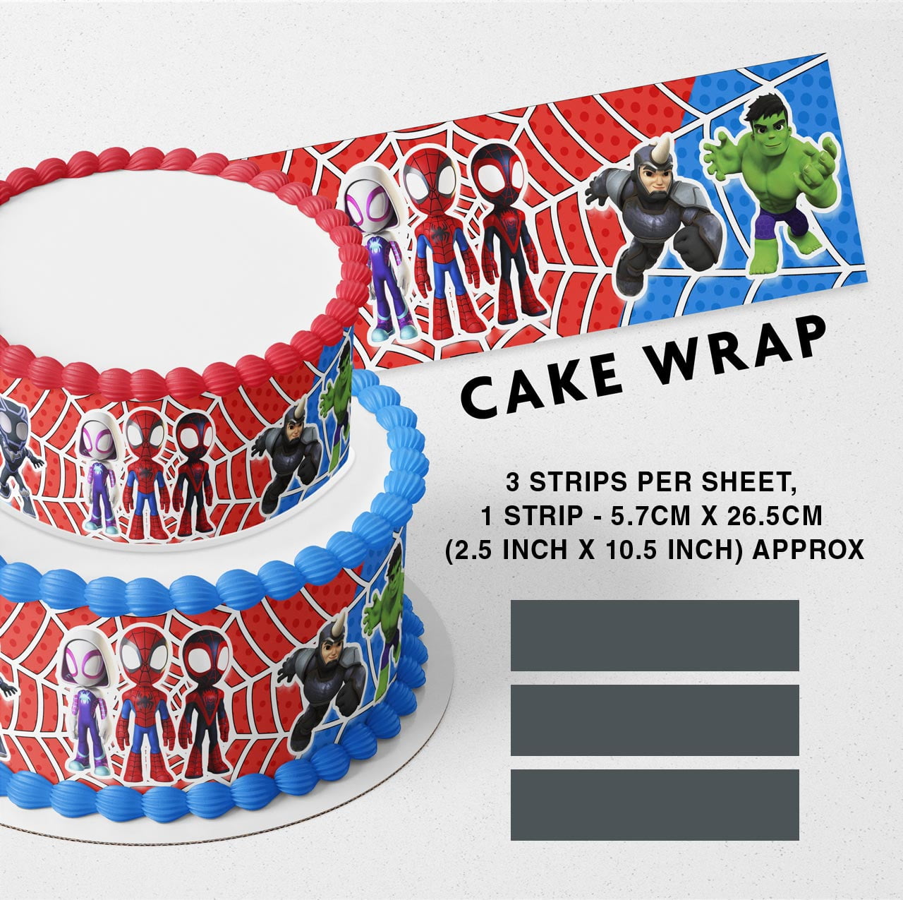 Spider Spidey Kids Strips Edible Icing Printed Cake Wrap Strips Topper ...