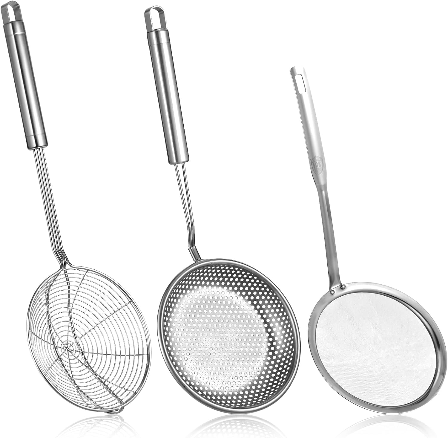 Spider Strainer & Skimmer Spoon Set, 3-Piece Stainless Steel Ladle ...