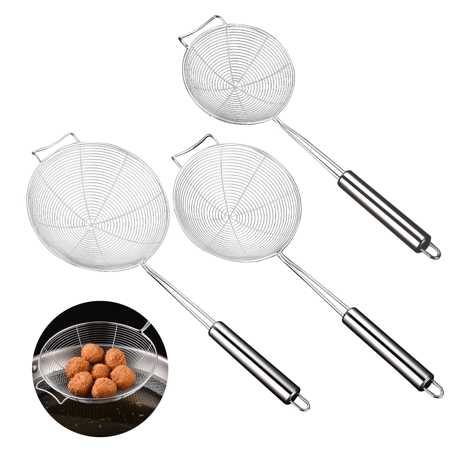 Tuciyke Stainless Steel Spider Strainer Skimmer Set of 3 5.5, 6, 7 ...