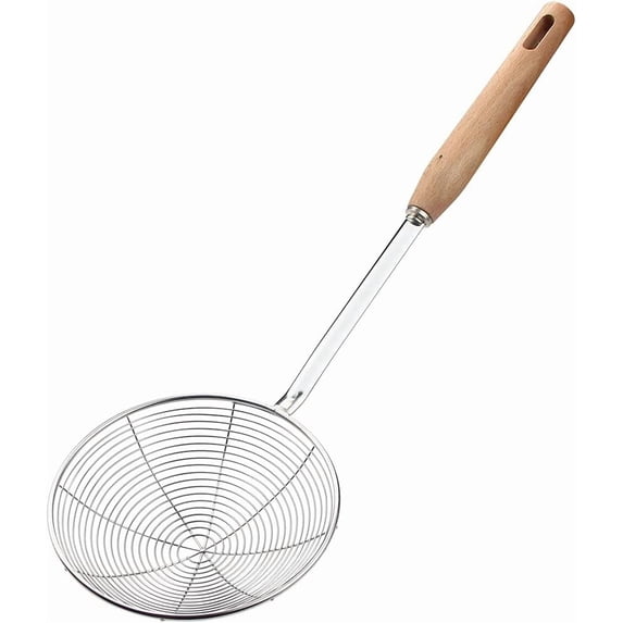 Spider Strainer Skimmer with Wood Handle - 5.5 Inch Fryer Scoop for ...
