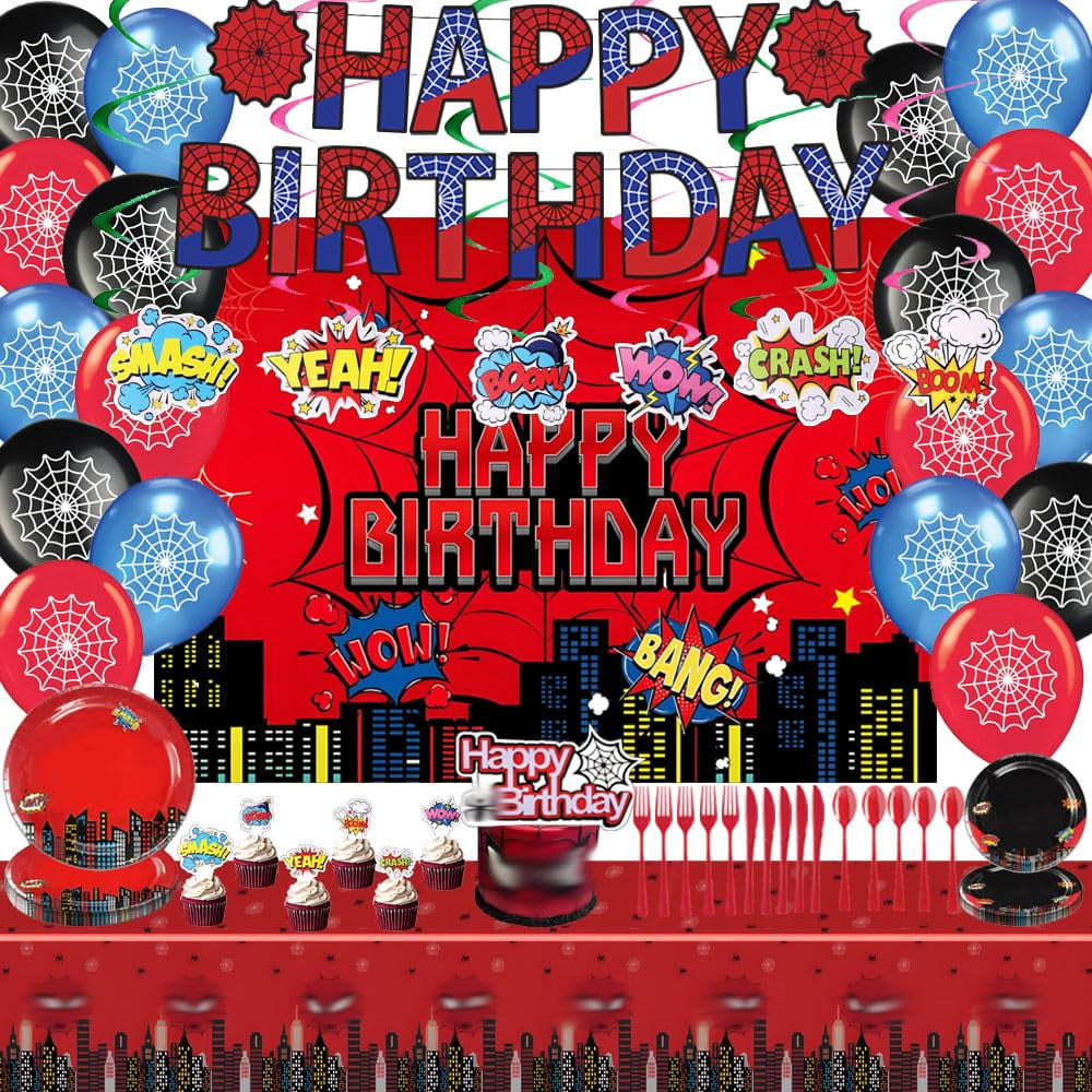 Spider Theme Birthday Party Supplies, Spider Party Decorations Birthday ...