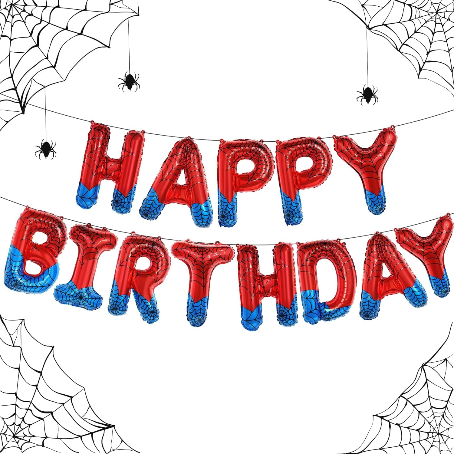 Spider Theme Happy Birthday Banner, 14.1" Party Decorations 21st ...