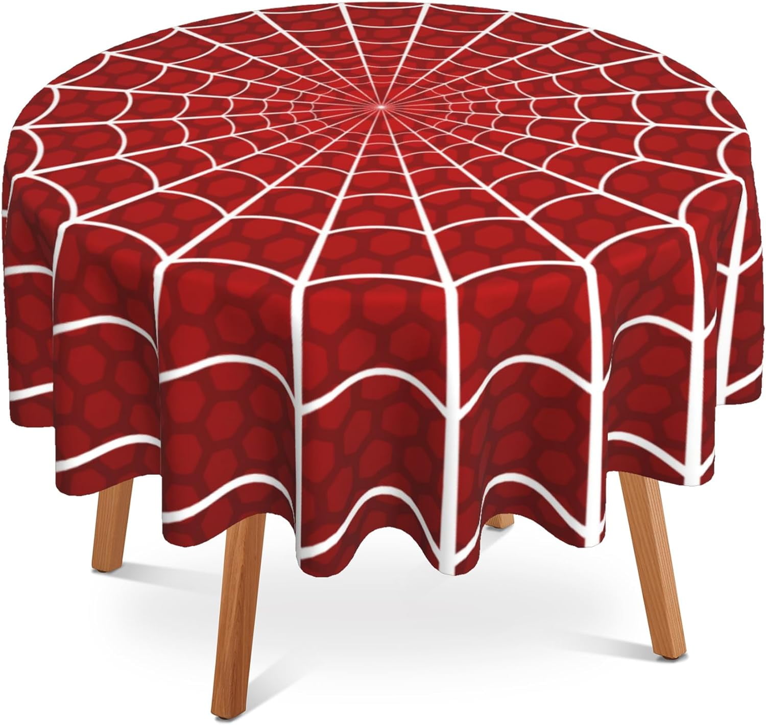 Spider Web 60 inch Round Tablecloth,Red Cobweb Circle Table Cover Stain ...