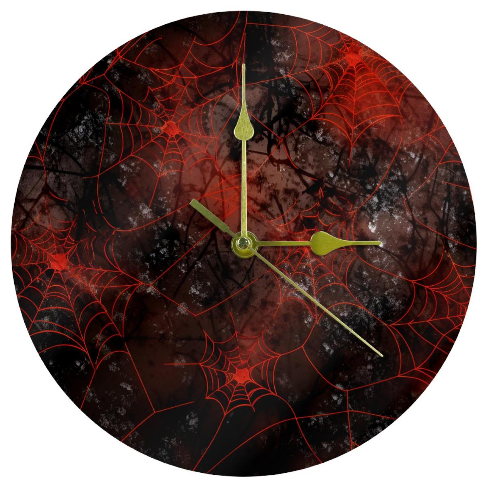 Spider Web 9.8-Inch Round Acrylic Wall Clock, Silent Non-Ticking ...
