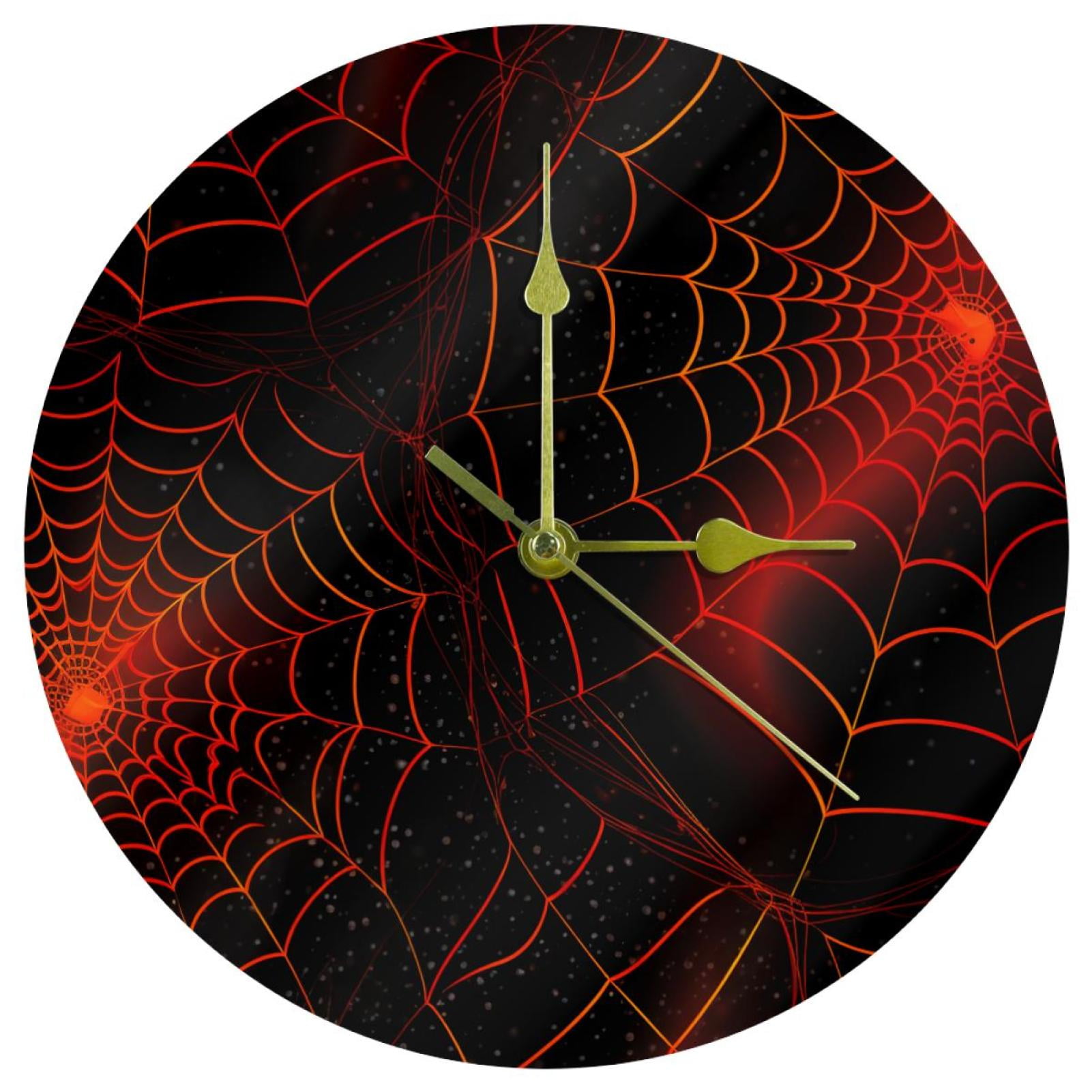 Spider Web 9.8 Inch Round Acrylic Wall Clock - Silent Non Ticking ...