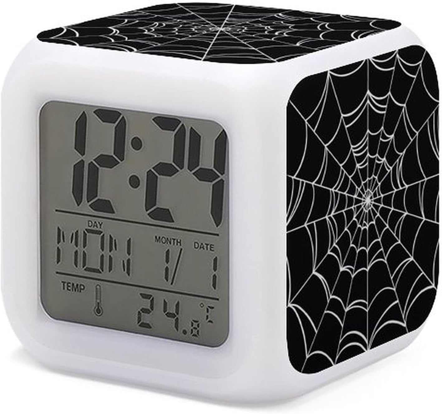 Spider Web Alarm Clock for Kids 7 LED Color Changing Wake Up Clock Home ...