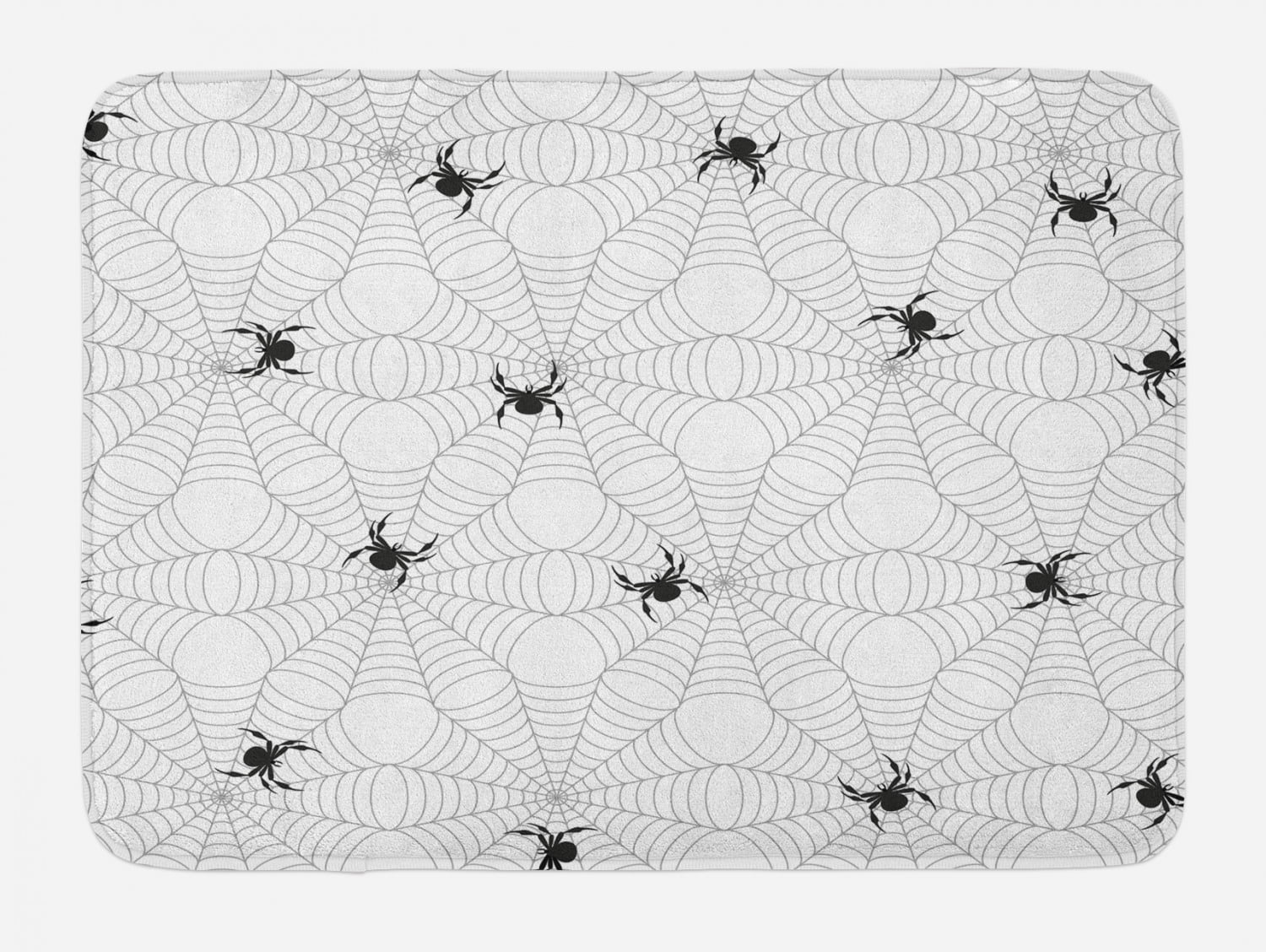 Spider Web Bath Mat, Pale Colored Webs with Spiders Scary Black Insects ...