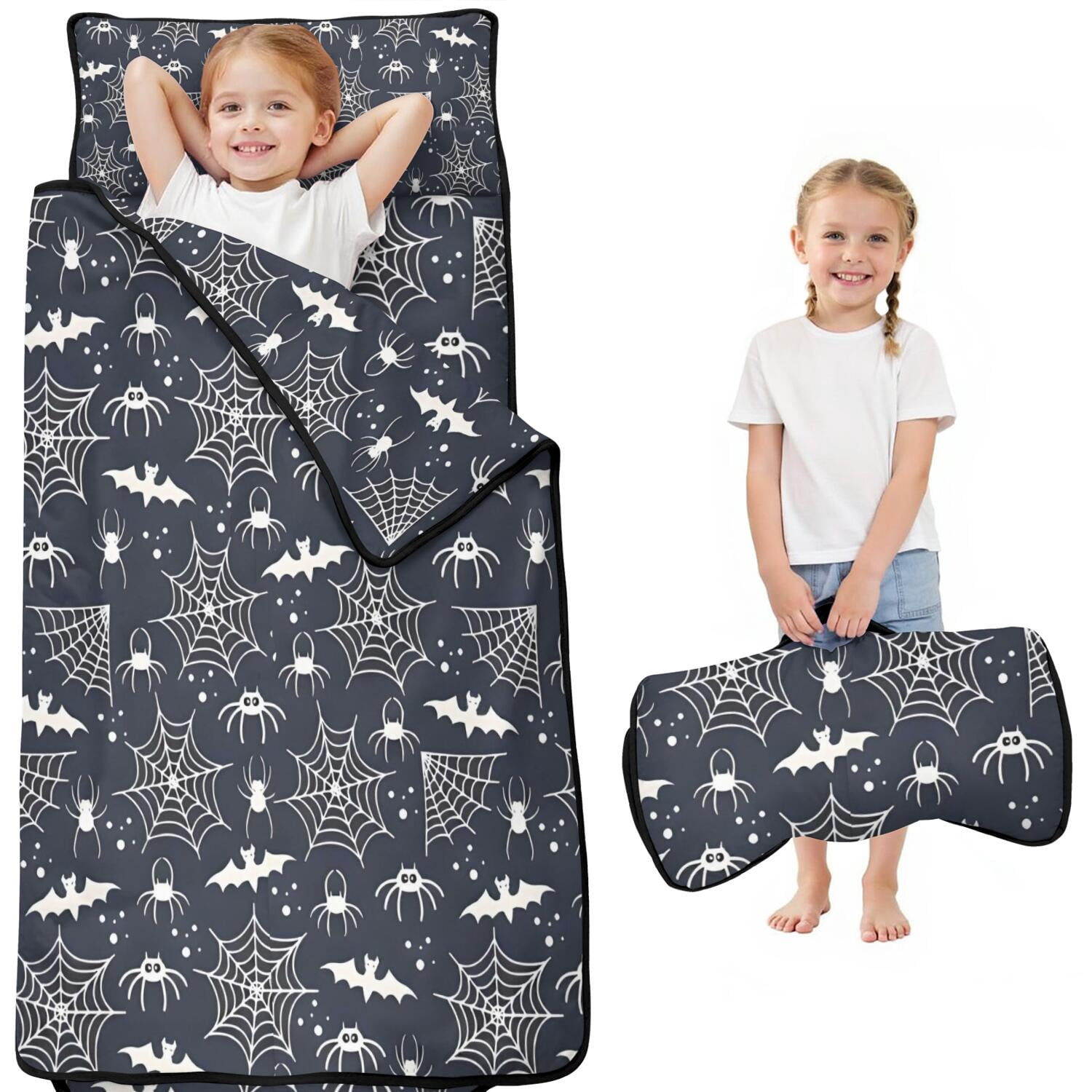Spider Web Bats Halloween Pattern Toddler Nap Mats for Kids Preschool ...