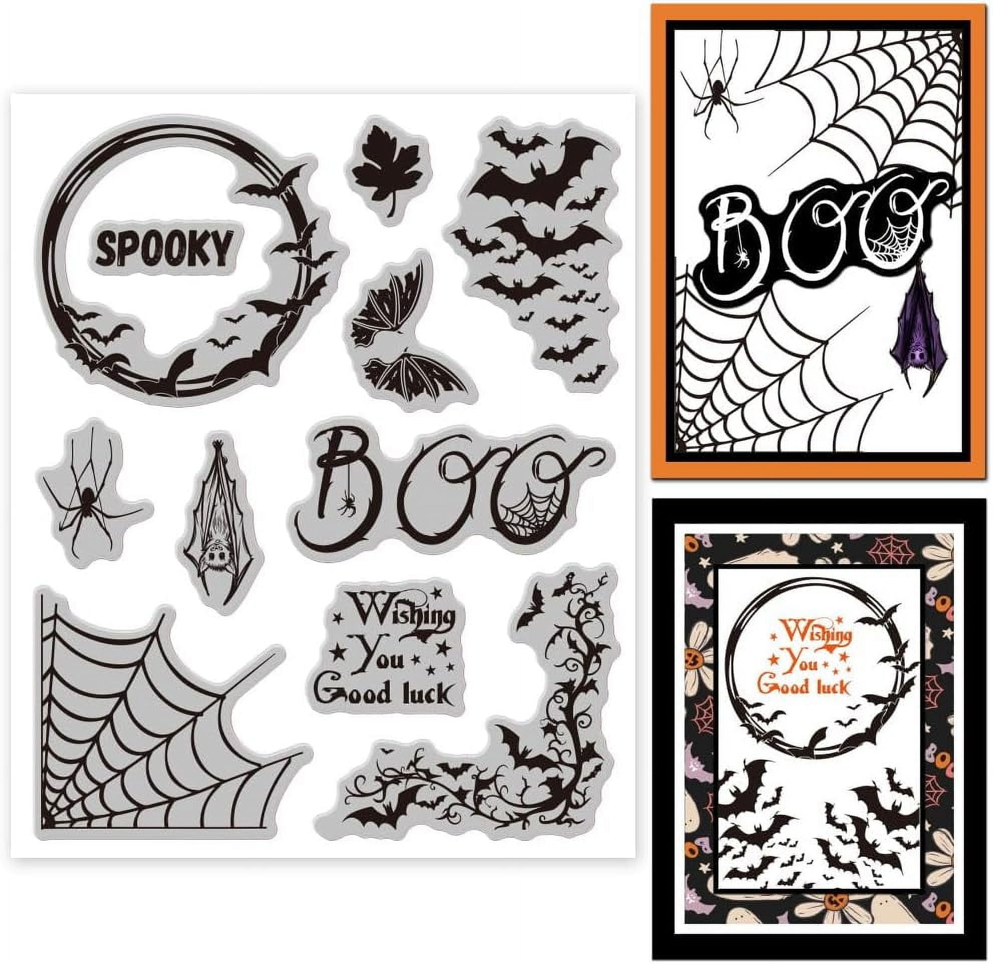 Spider Web Border Cling Rubber Stamp 7.09x8.66inch Bat Border EVA ...