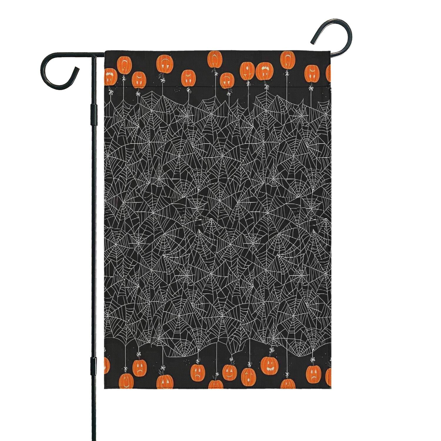 Spider Web Border Halloween Pattern Fall Garden Flags 12.5"x18" Double ...