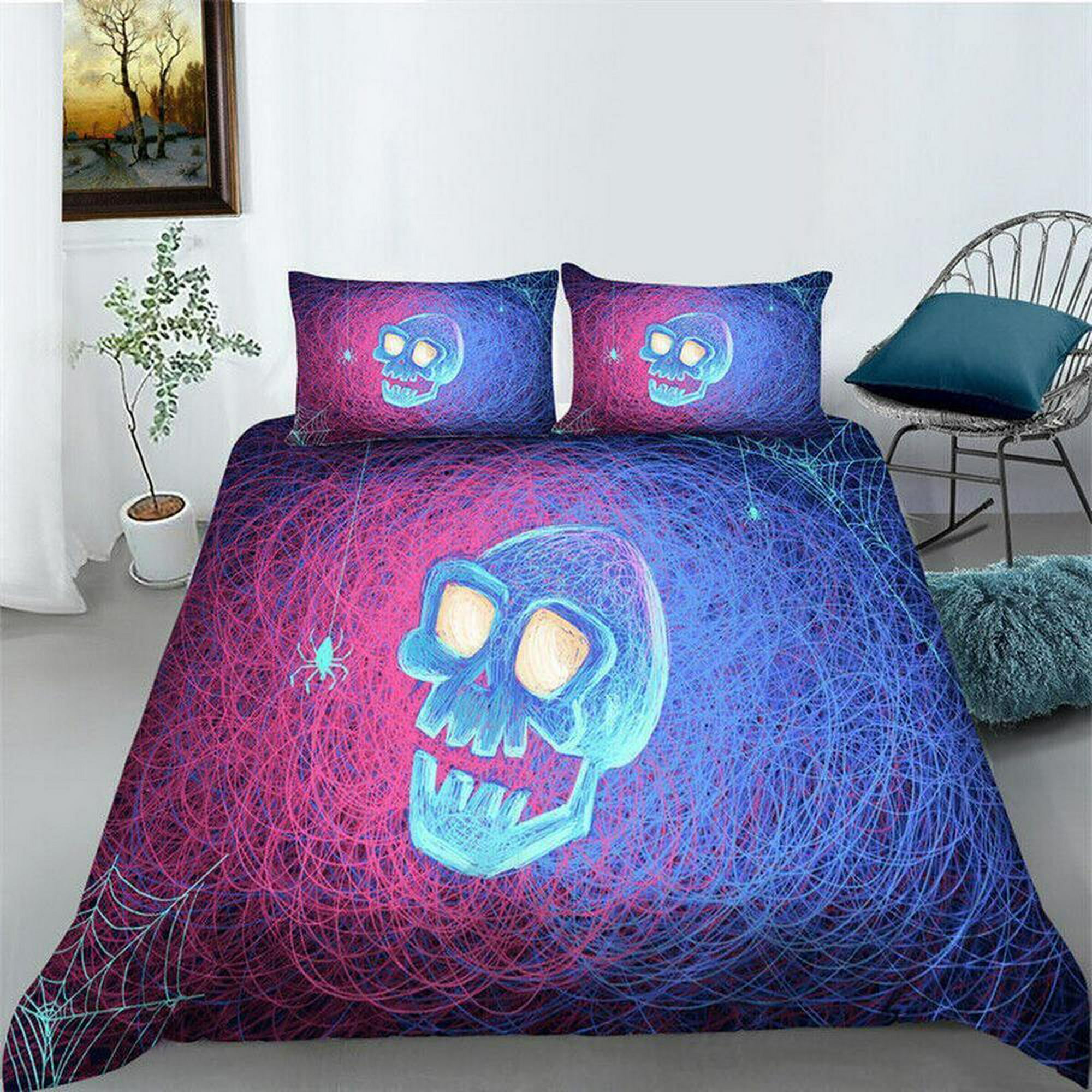 Spider Web Colored Lines Quilt Duvet Cover Set Bedspread Home Textiles ...
