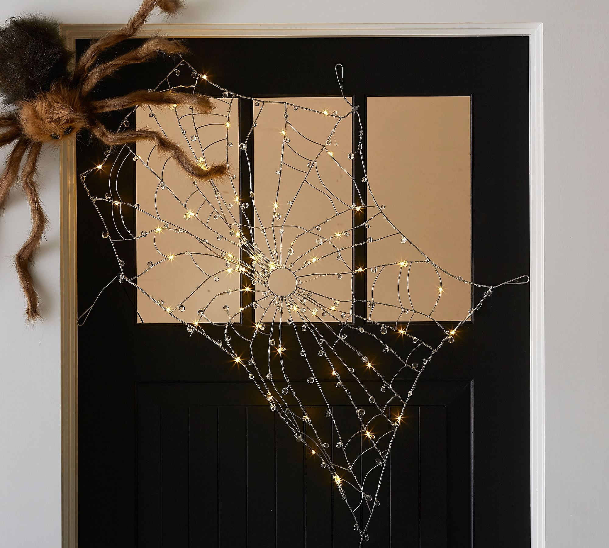 Spider Web Decor Jeweled Light-Up Spider Web Wall Art, 4-Foot Tall Lit ...