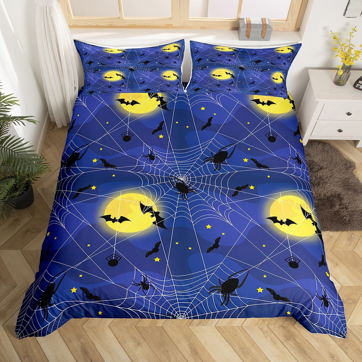 Spider Web Duvet Cover King Size,Halloween Themed Comforter Cover for ...