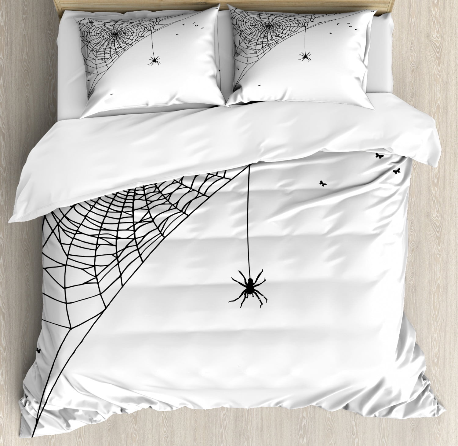 Spider Web Duvet Cover Set King Size, Cobweb with a Hanging Insect Hand ...