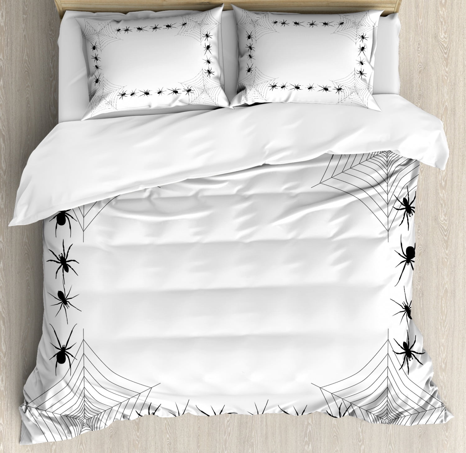 Spider Web Duvet Cover Set Queen Size, Creepy Framework with Arachnid ...