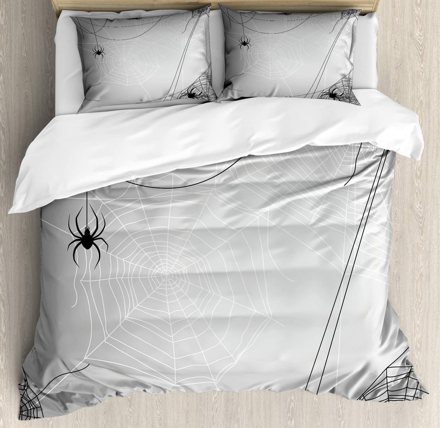 Spider Web Duvet Cover Set Queen Size, Spiders Hanging from Webs ...