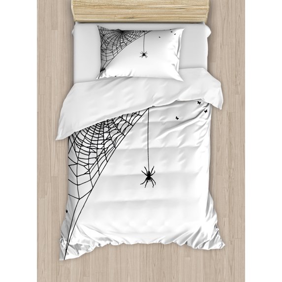Spider Web Duvet Cover Set Twin Size, Cobweb with a Hanging Insect Hand ...