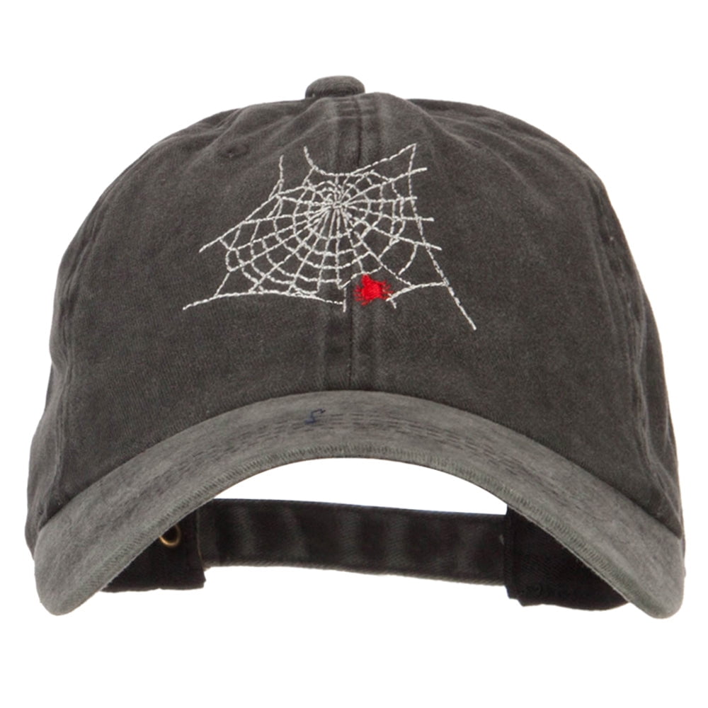 Spider Web Embroidered Unstructured Cotton Cap - Black OSFM - Walmart.com