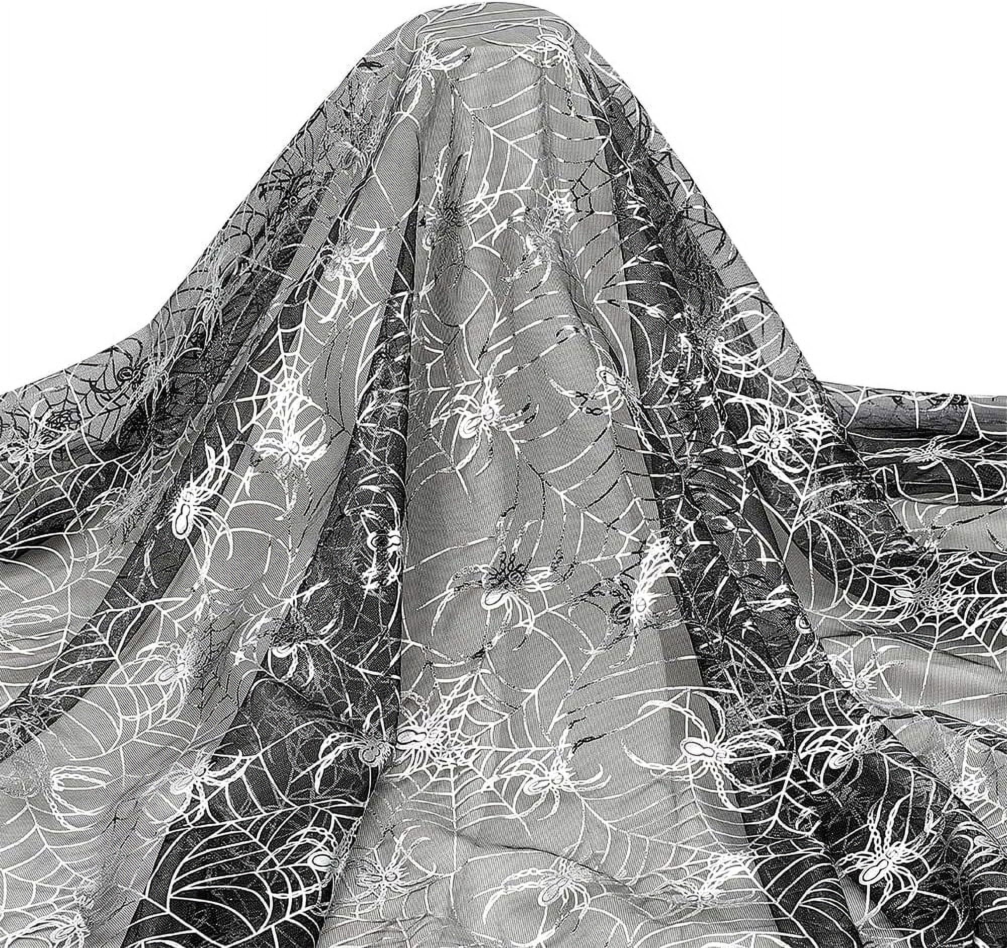 Spider Web Fabric 78.7X 59inch Wide Glitterie Silver Spider Webs Black ...